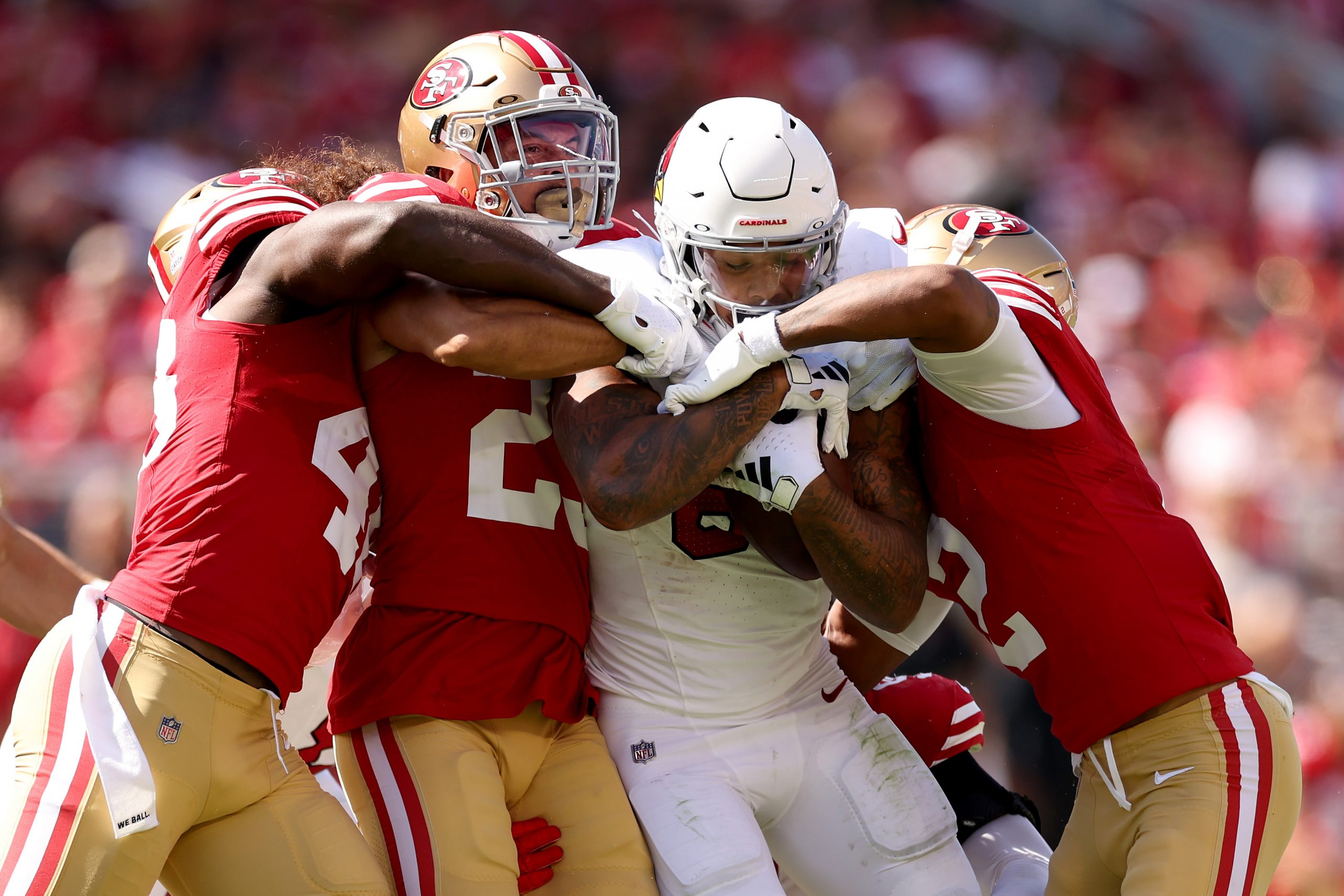 Watch: 49ers' Talanoa Hufanga and Cardinals' James Conner get into ...